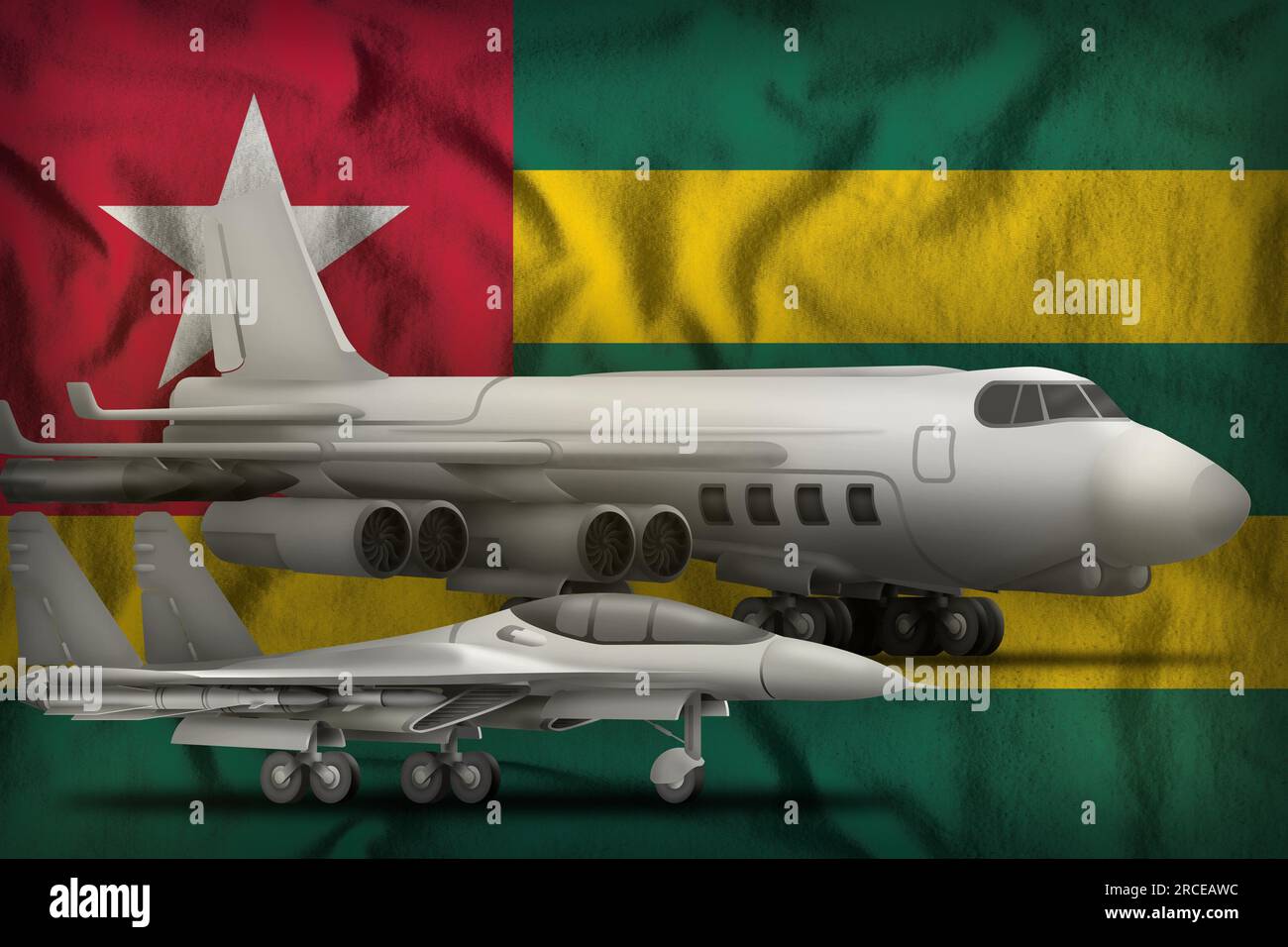 air forces on the Togo flag background. Togo air forces concept. 3d ...