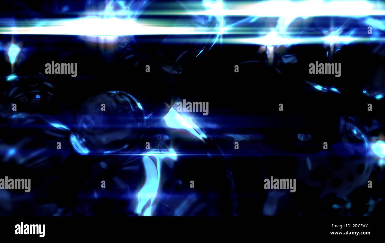 electrical blue glowing limpid liquid balls on black - abstract 3D ...
