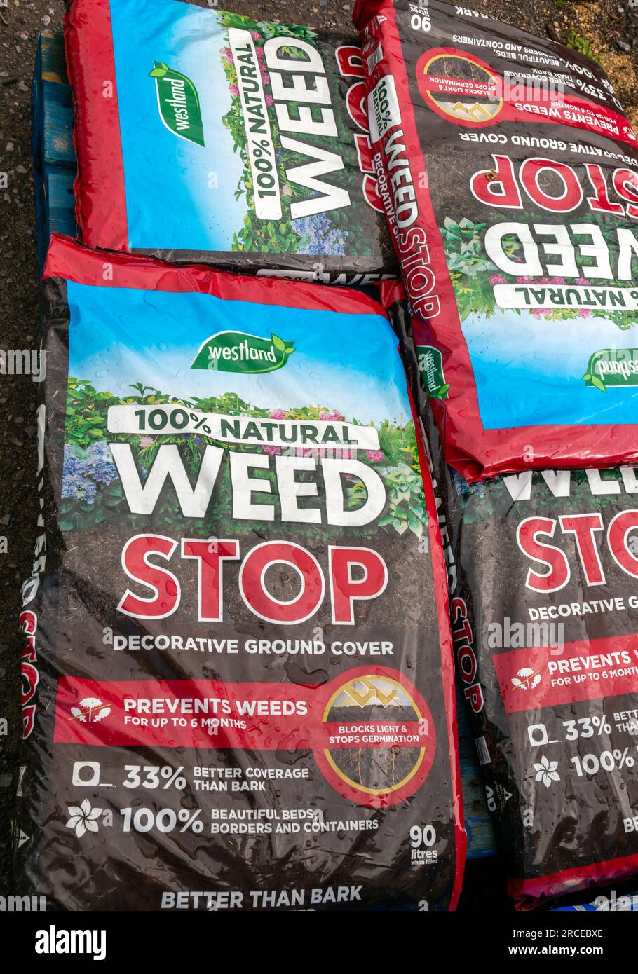 Bags of Weed Stop decorative ground cover on sale in garden centre, UK ...
