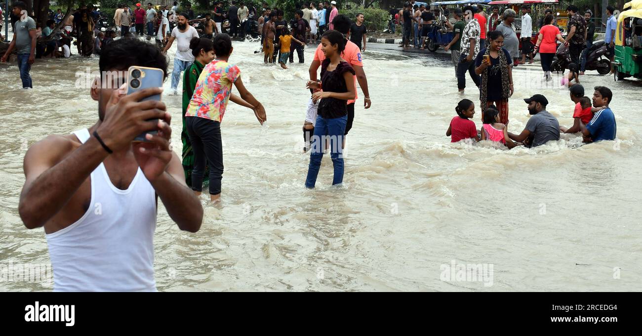 New Delhi, Delhi, India. 14th July, 2023. People enjoying, fun and ...
