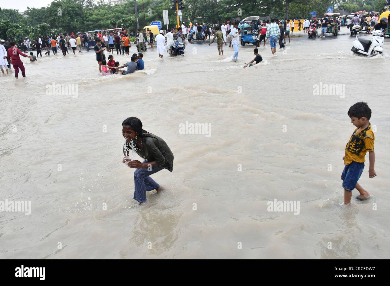 New Delhi, Delhi, India. 14th July, 2023. People enjoying, fun and ...
