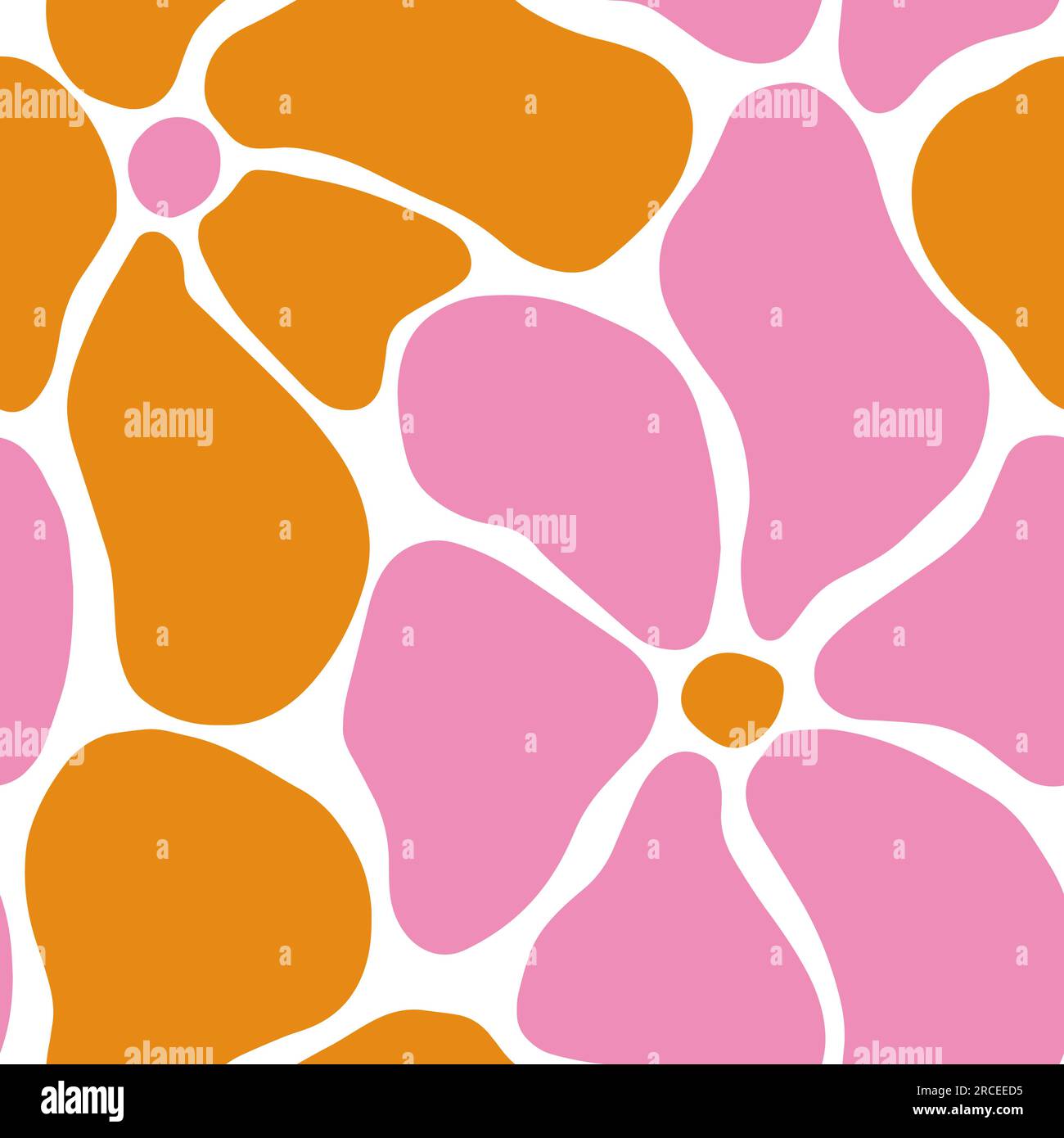Abstract Daisy Seamless Pattern. Matisse curves aesthetic. Doodle ...