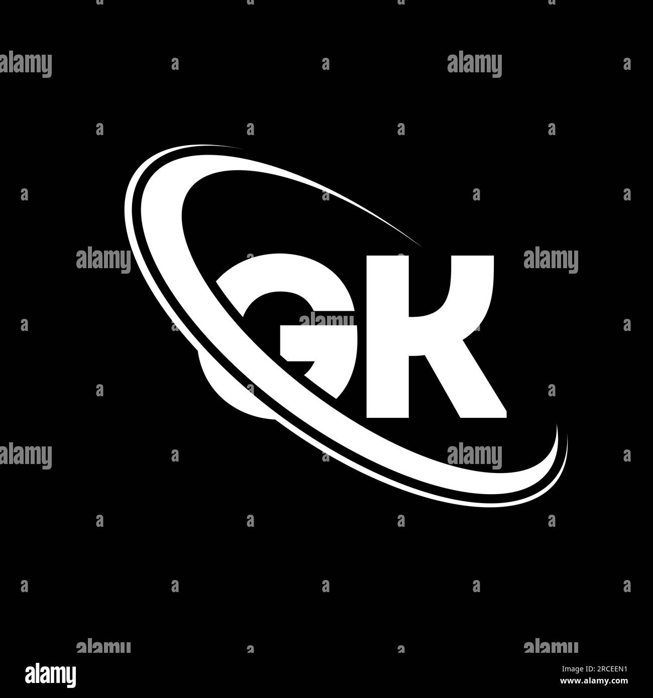 GK logo. G K design. White GK letter. GK/G K letter logo design. Initial letter GK linked circle ...