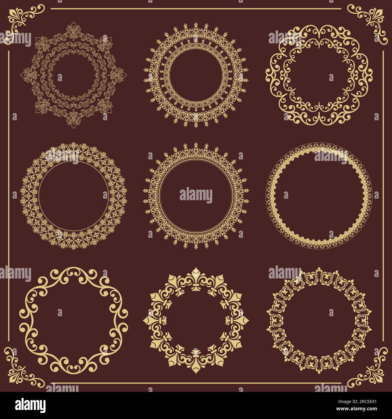 Vintage set of vector round elements. Different elements for design ...