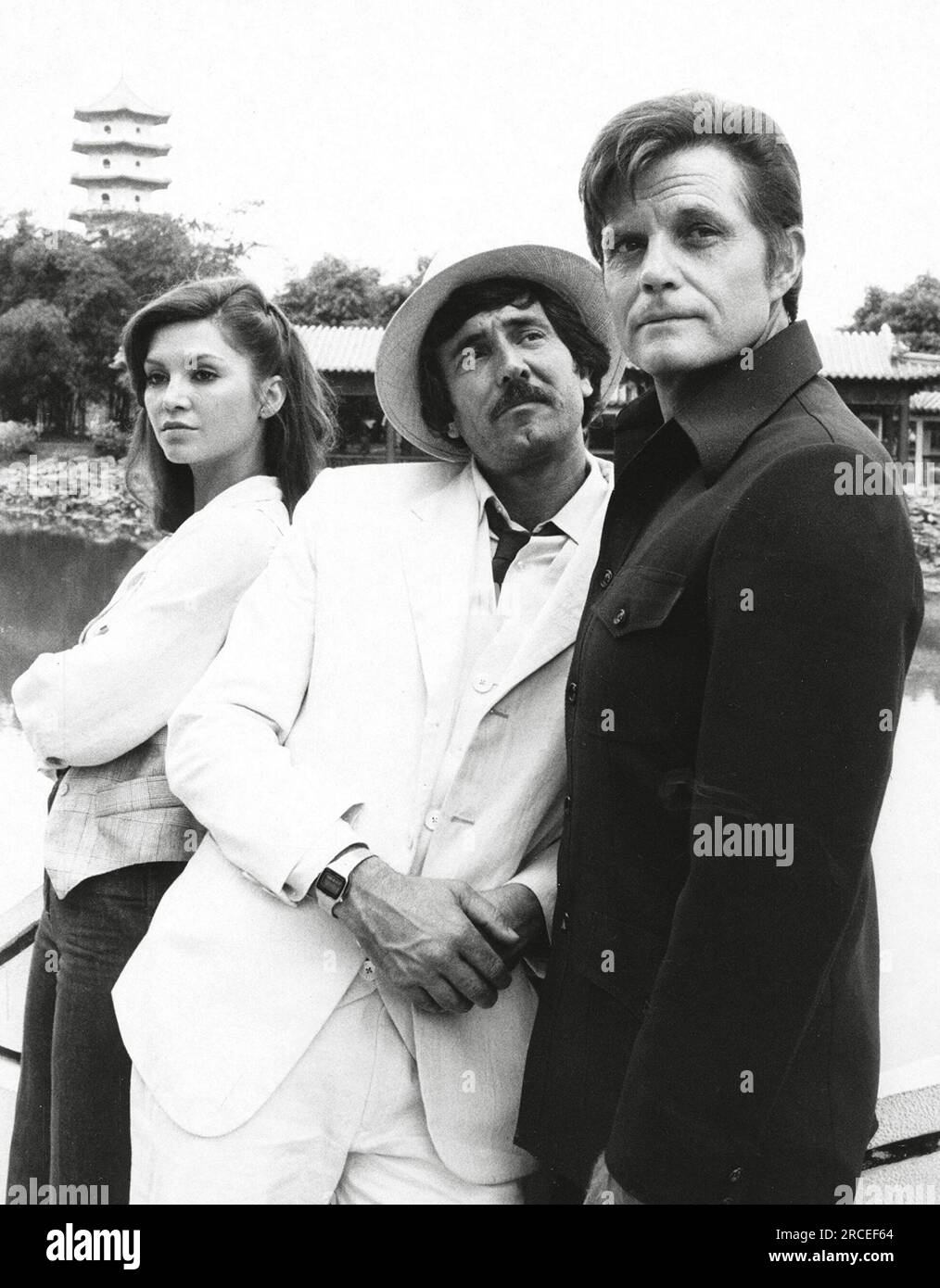 Victoria Principal, George Lazenby, Jack Lord, "Hawaii Five-O" , circa ...