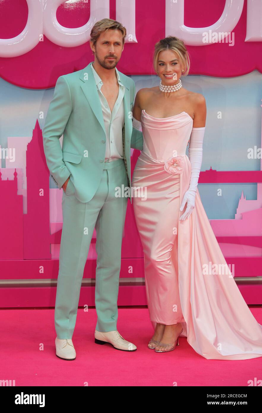 London, UK. Ryan Gosling and Margot Robbie at the Barbie European ...
