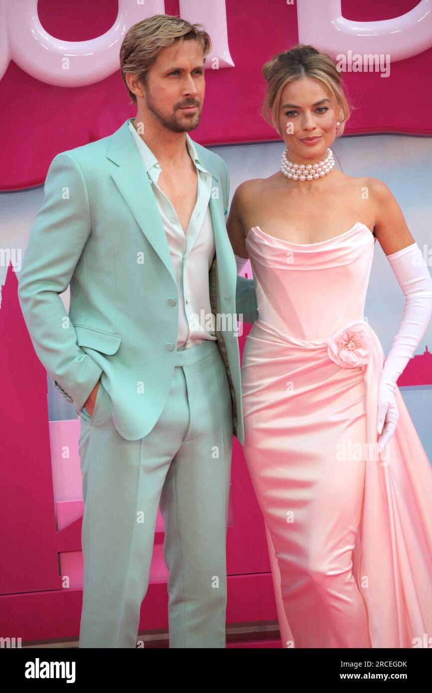 London, UK. Ryan Gosling and Margot Robbie at the Barbie European ...