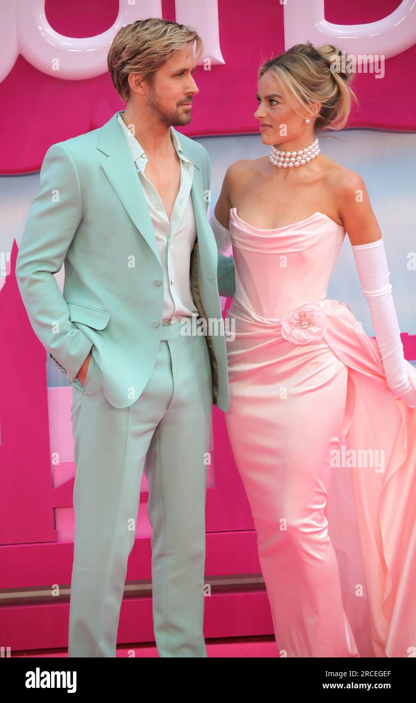 London, UK. Ryan Gosling and Margot Robbie at the Barbie European ...