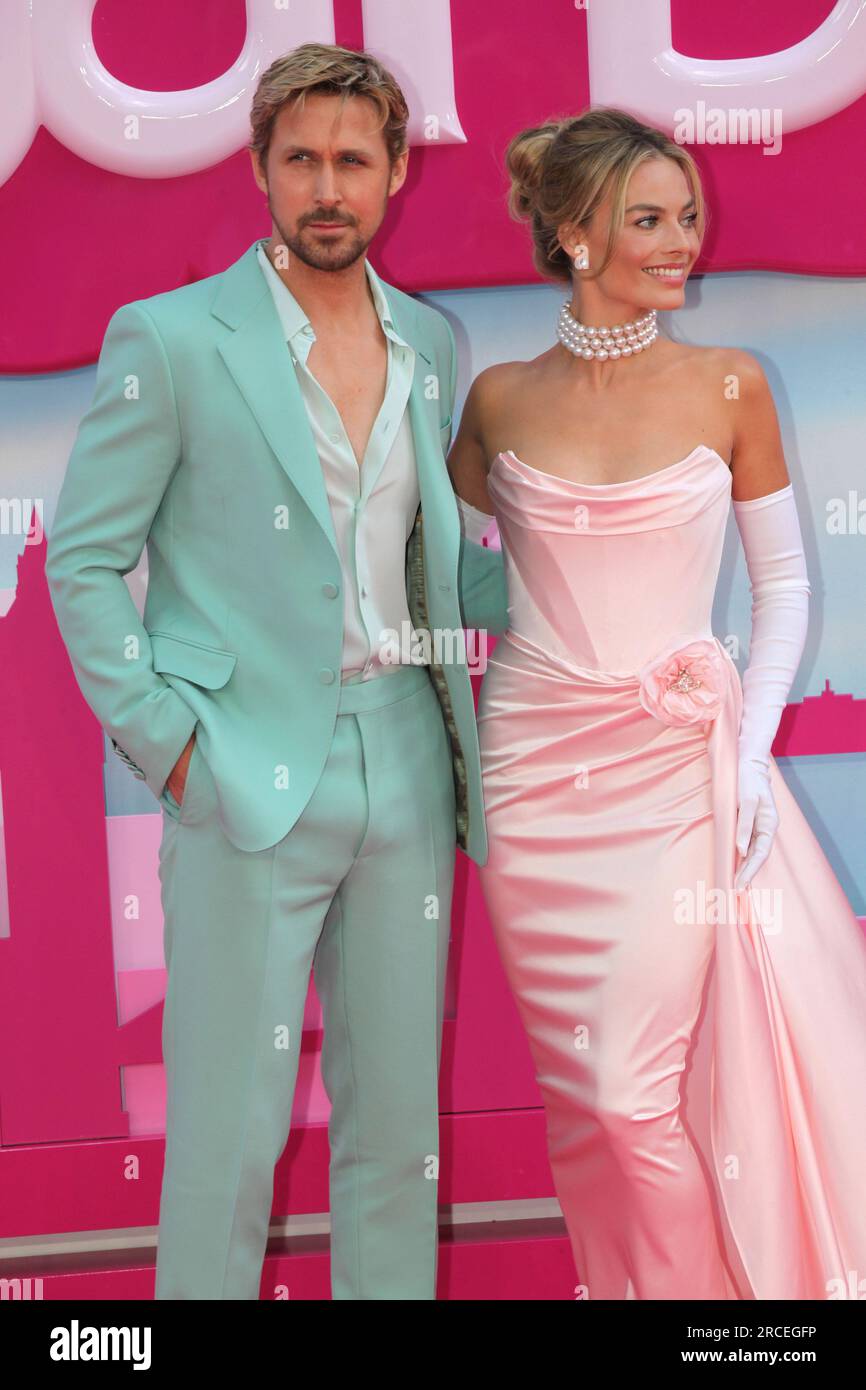 London, UK. Ryan Gosling and Margot Robbie at the Barbie European ...