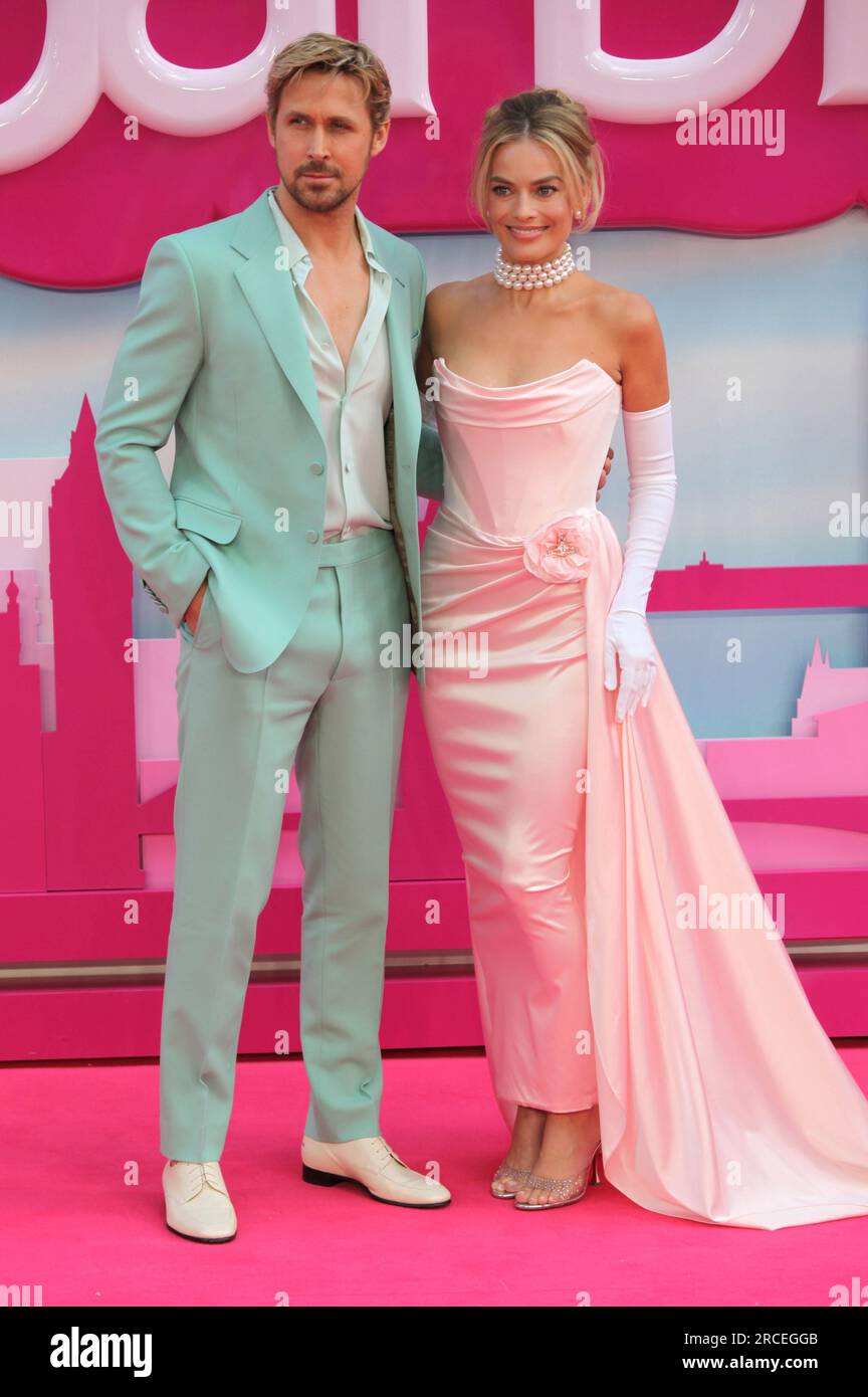 London, UK. Ryan Gosling and Margot Robbie at the Barbie European ...