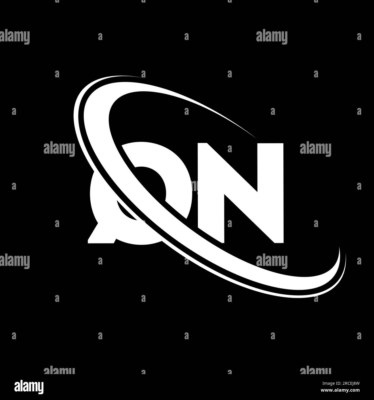 QN logo. Q N design. White QN letter. QN/Q N letter logo design. Initial letter QN linked circle ...