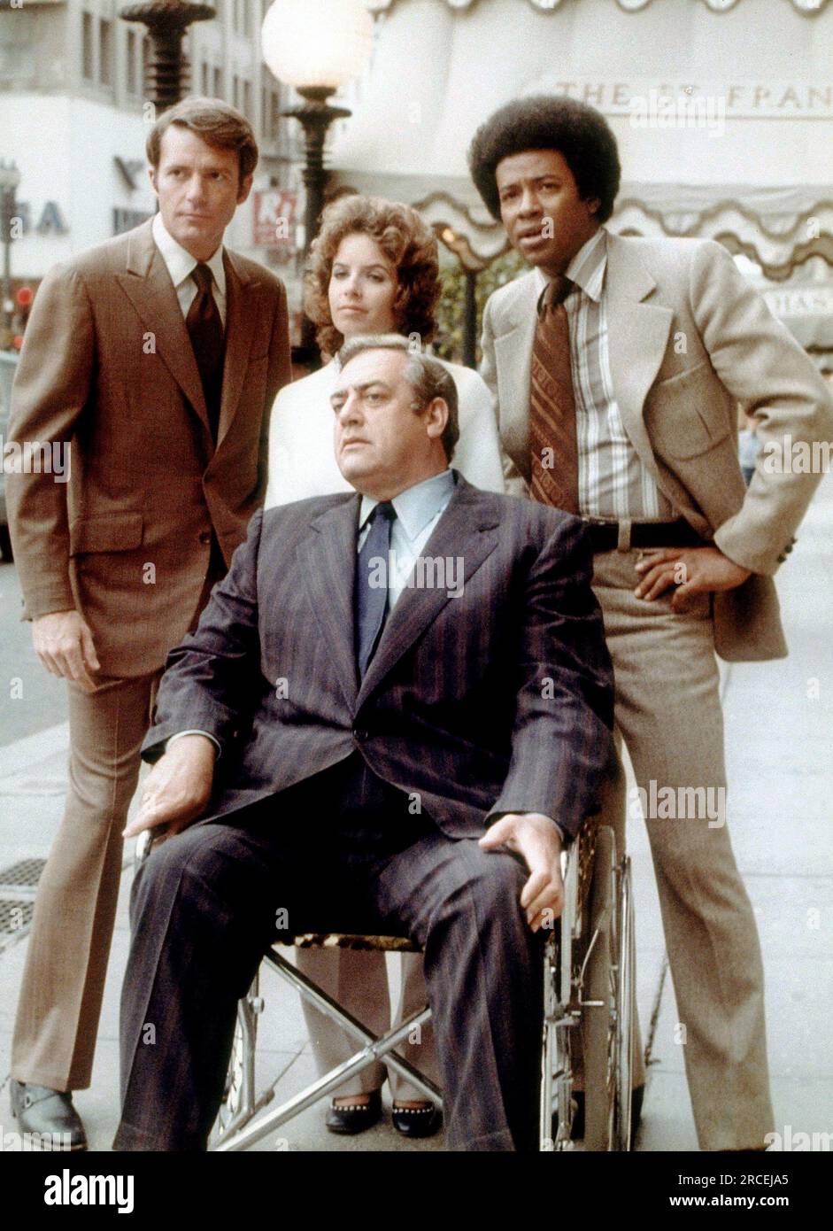 Don Galloway, Raymond Burr, Elizabeth Baur, Don Mitchell, "Ironside", circa (1971). Photo credit ...