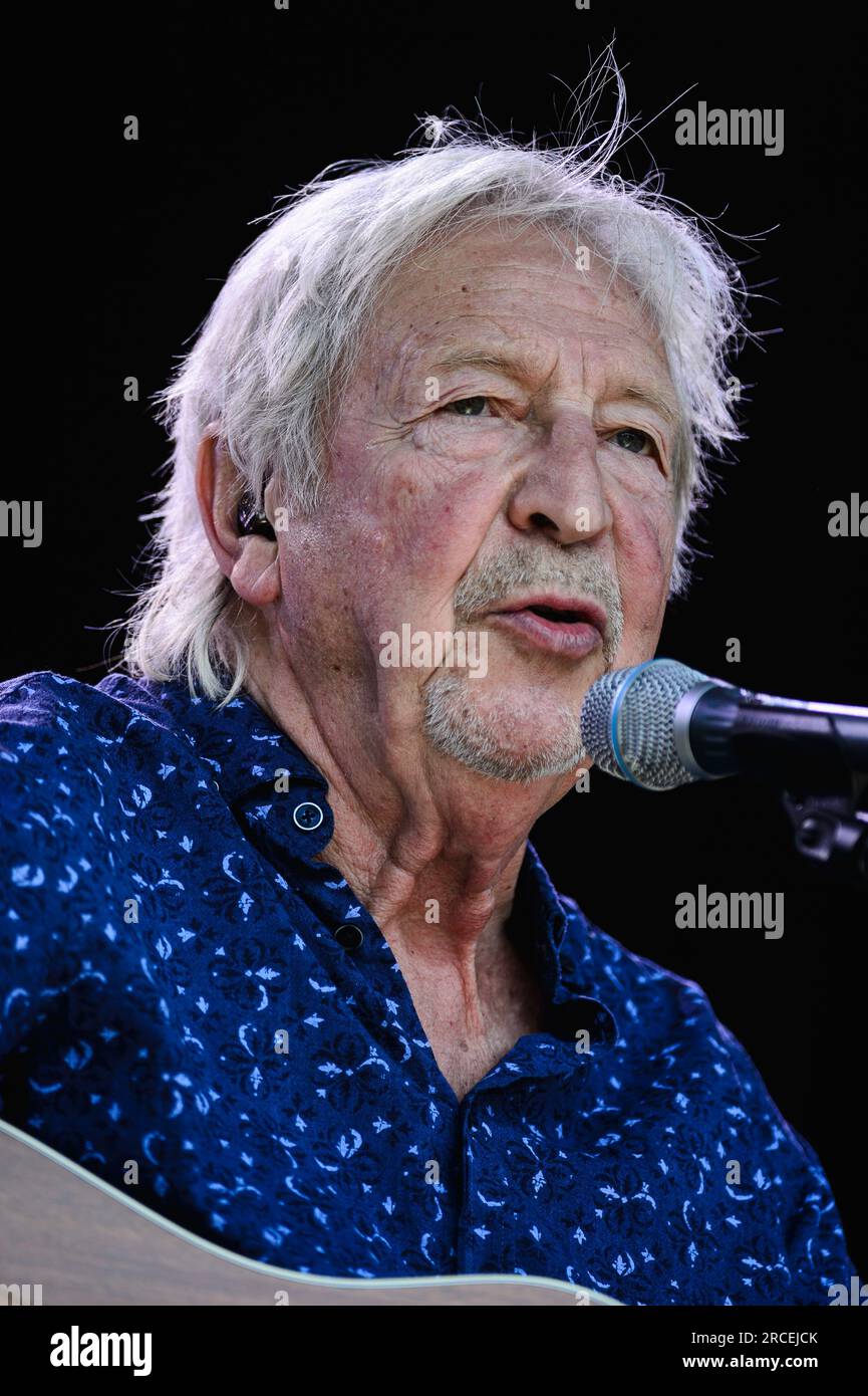 The swiss singer Henri Des sings live at Lasemo festival for the ...