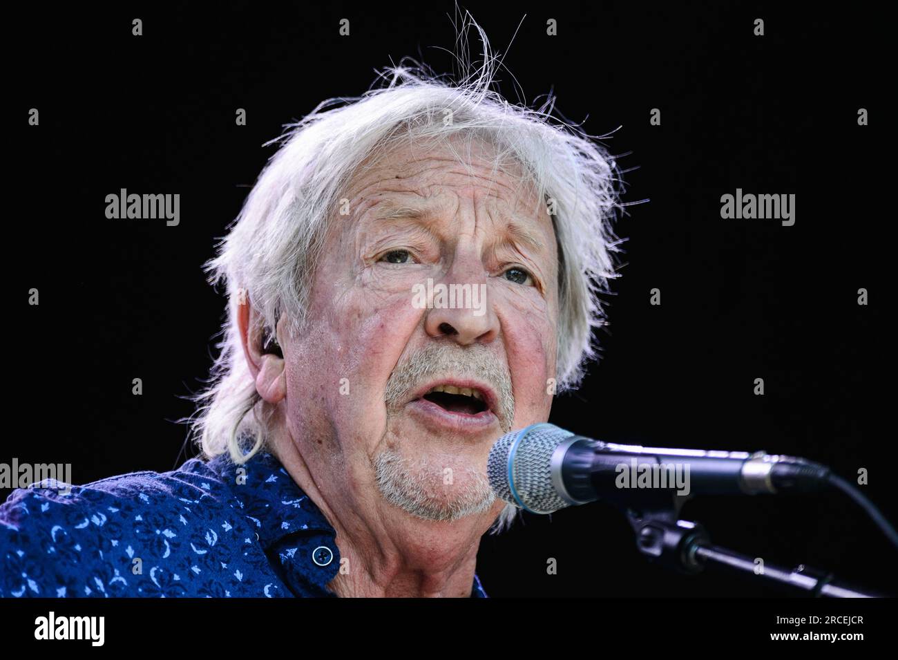 The swiss singer Henri Des sings live at Lasemo festival for the ...