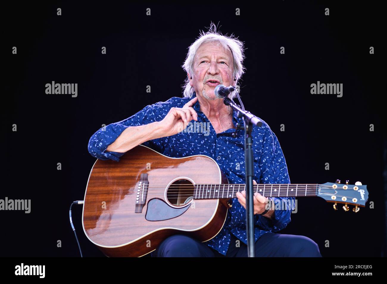 The swiss singer Henri Des sings live at Lasemo festival for the ...