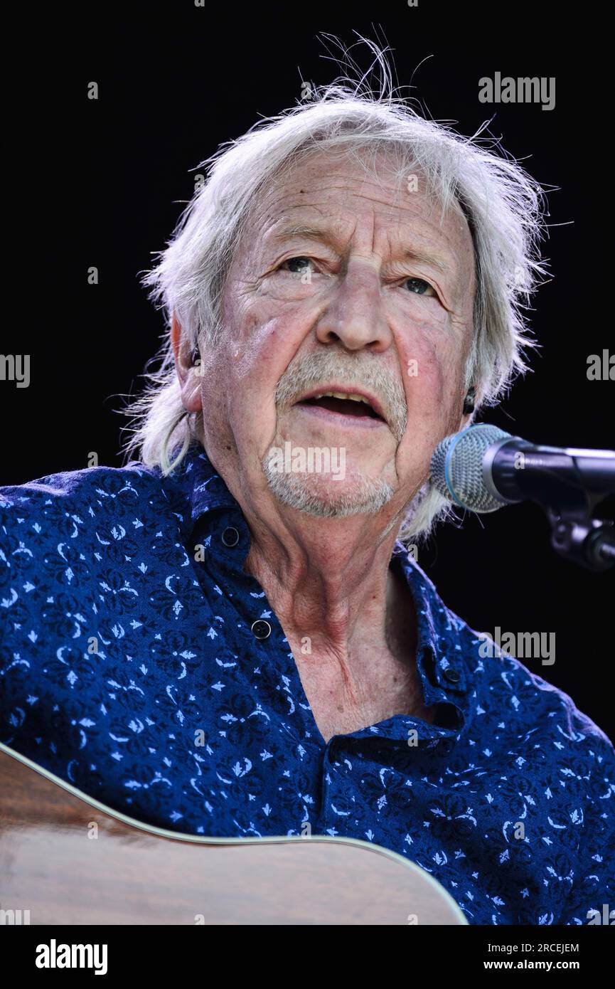 The swiss singer Henri Des sings live at Lasemo festival for the ...