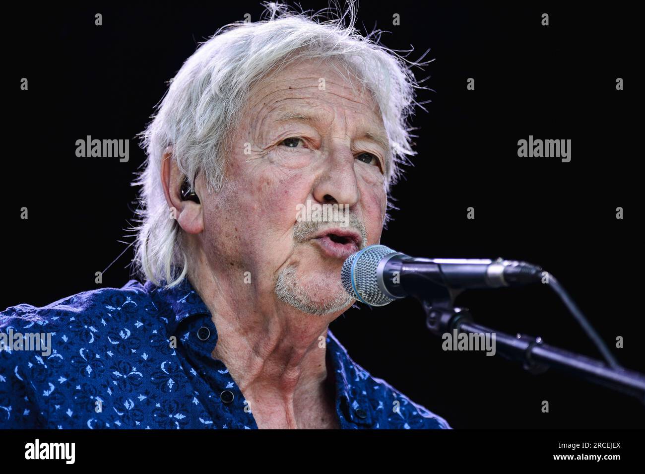 The swiss singer Henri Des sings live at Lasemo festival for the ...