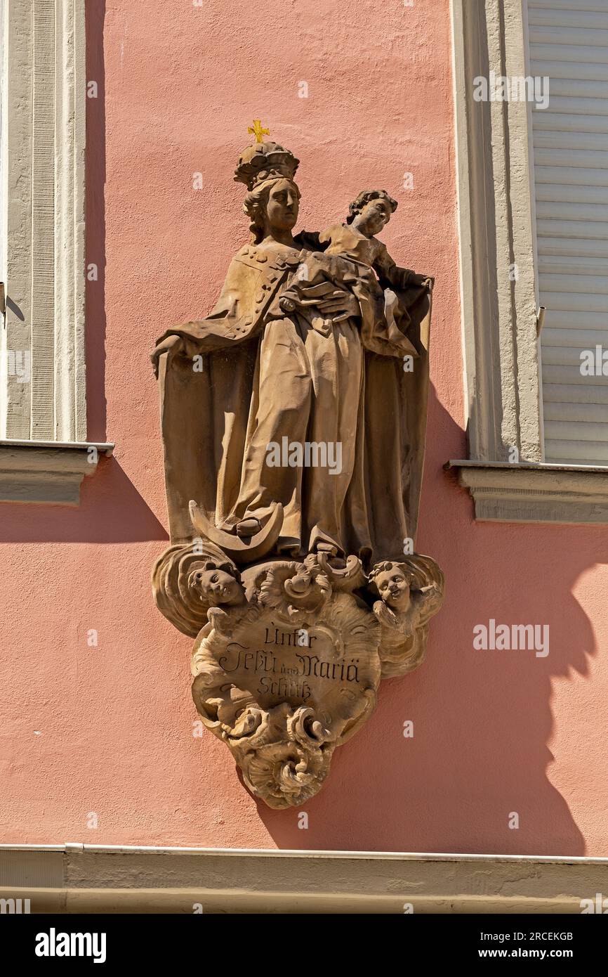 Statue of the Virgin Mary and the divine infant, Bamberg, Oberfranken ...