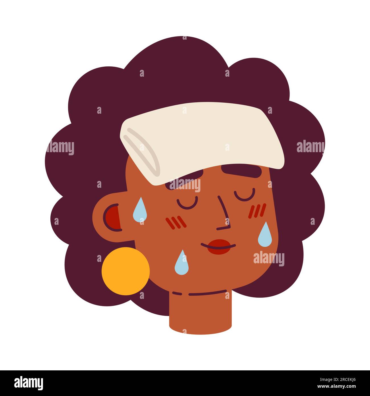 African american dehydrated woman semi flat vector character head Stock ...