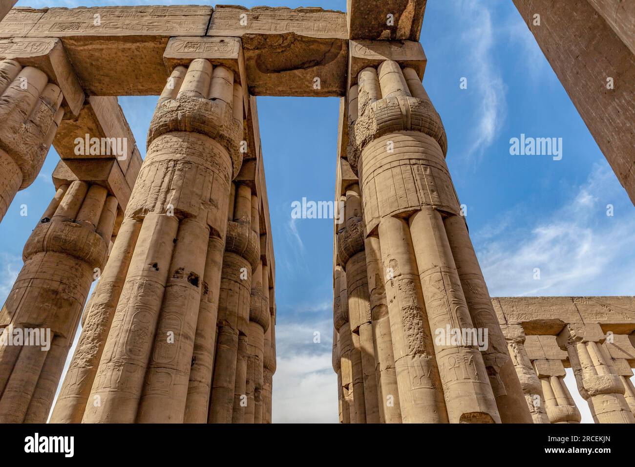 Papyrus columns of the Hypostyle Hall in the Court of Amenhotep III ...