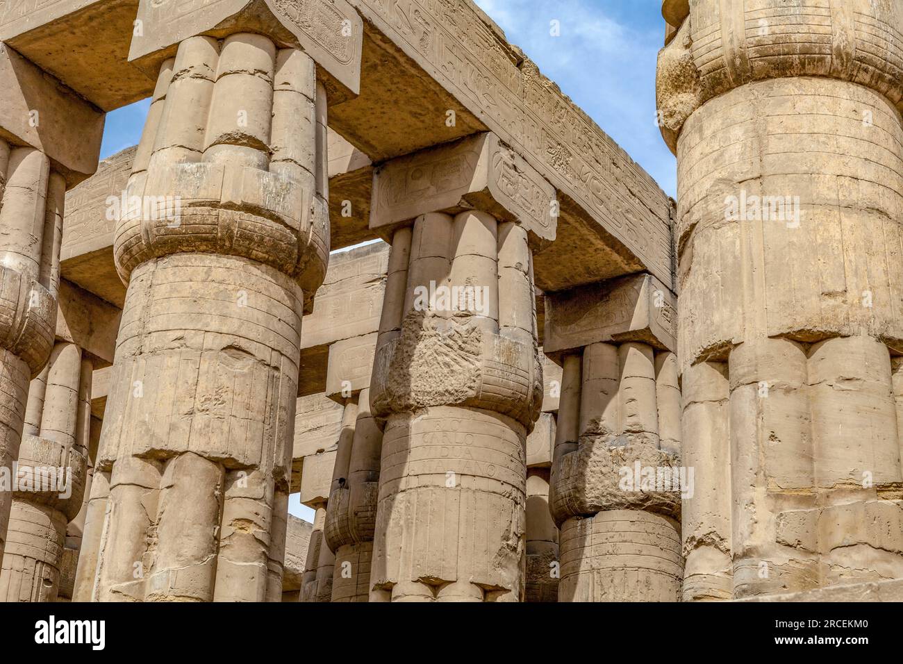 Papyrus columns of the Hypostyle Hall in the Court of Amenhotep III ...