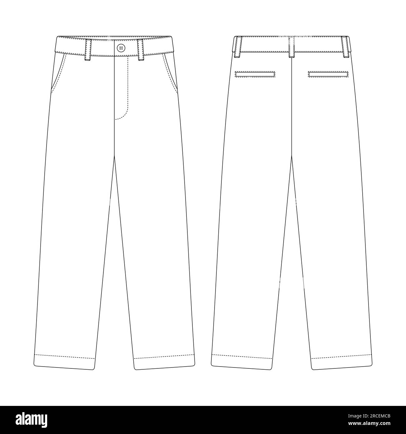 Template Suit Trouser Without Button Vector Illustration Flat Design Outline Clothing Stock