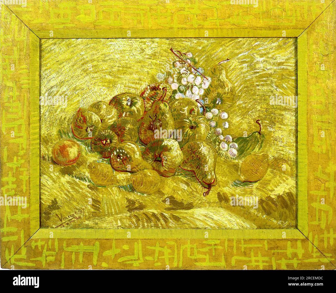 Still life with grapes,pears and lemons 1887; Paris, France by Vincent ...