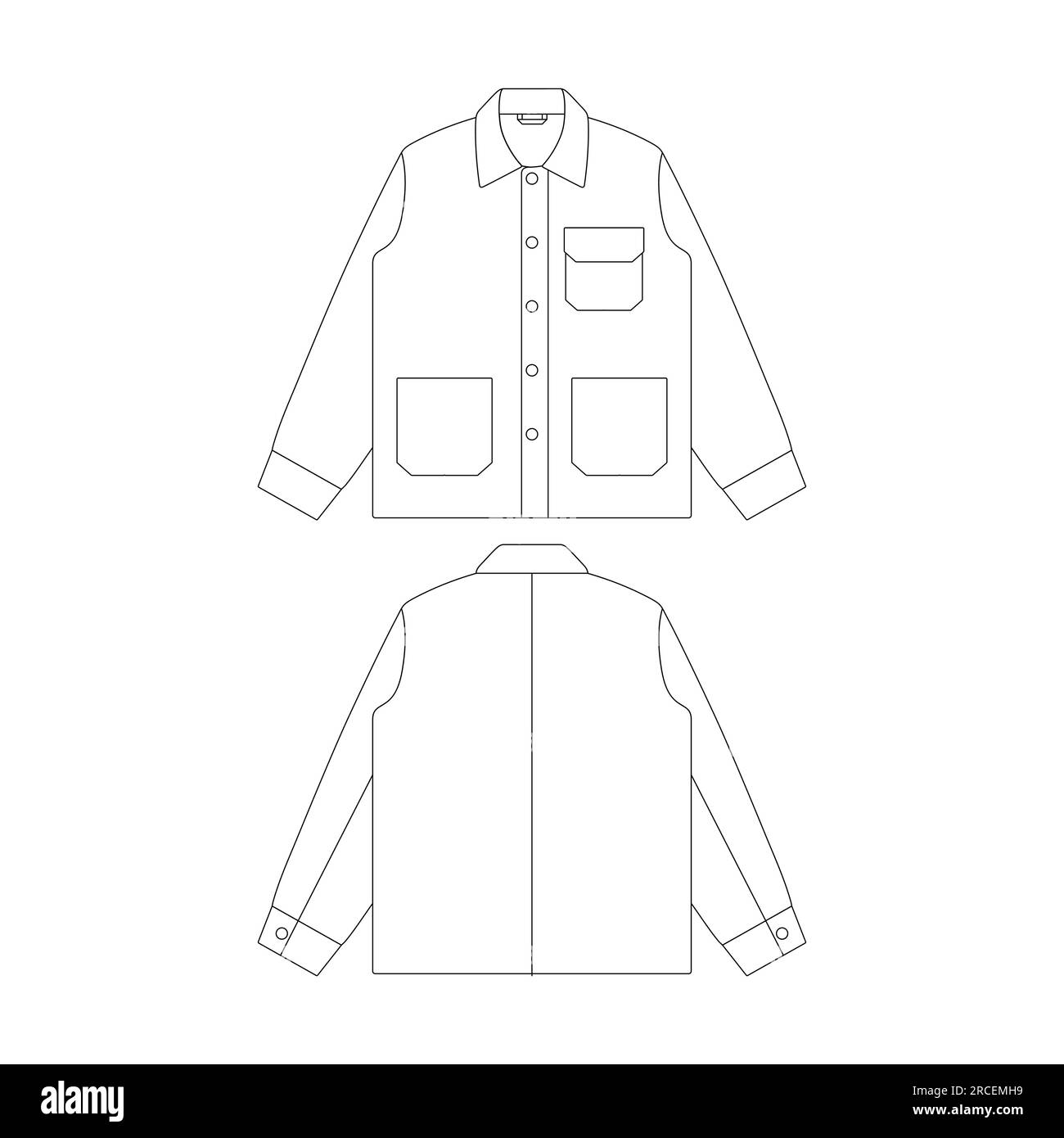 Template Chore Jacket Flap Pocket Vector Illustration Flat Sketch
