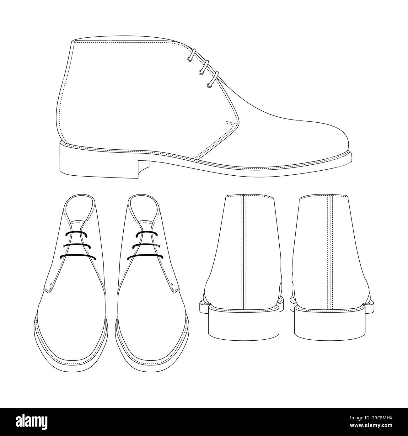 Template chukka boots vector illustration flat design outline clothing ...