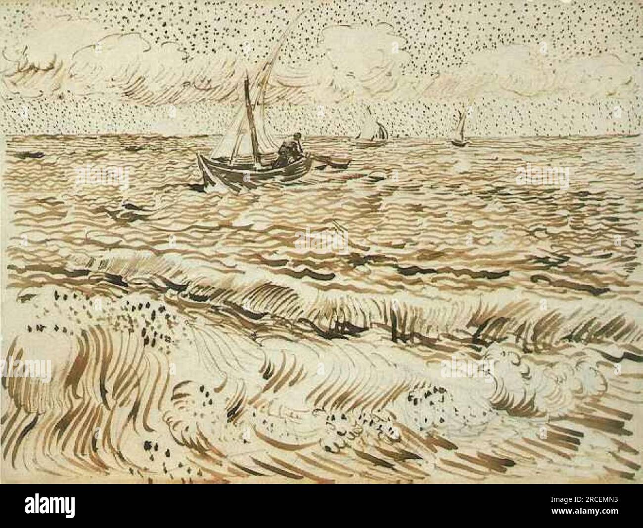 A Fishing Boat at Sea 1888; Arles, Bouches-du-Rhône, France by Vincent ...