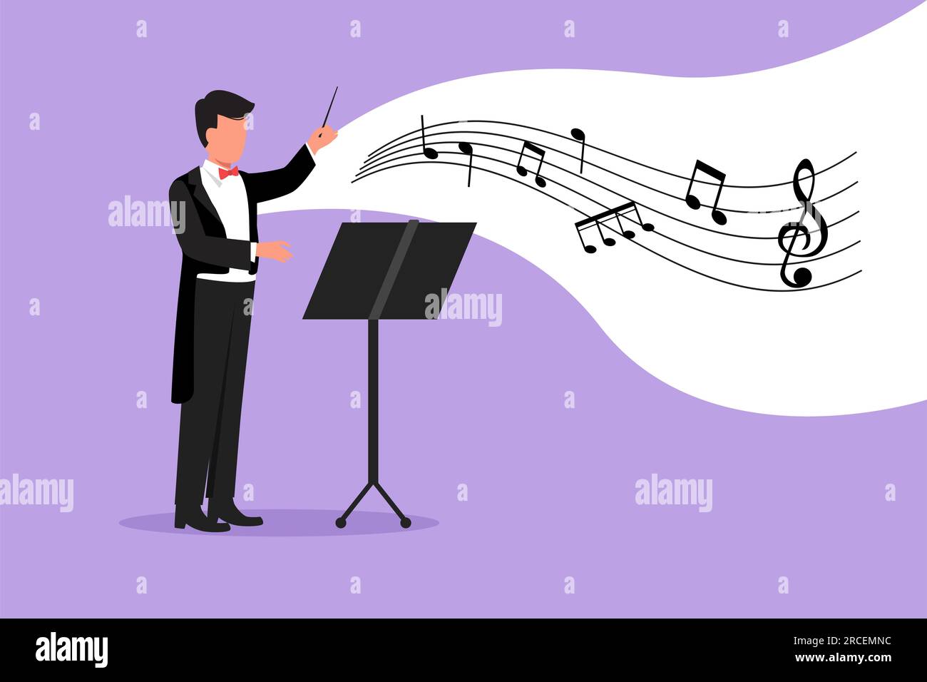 Business flat cartoon style drawing man music conductor. Musician ...
