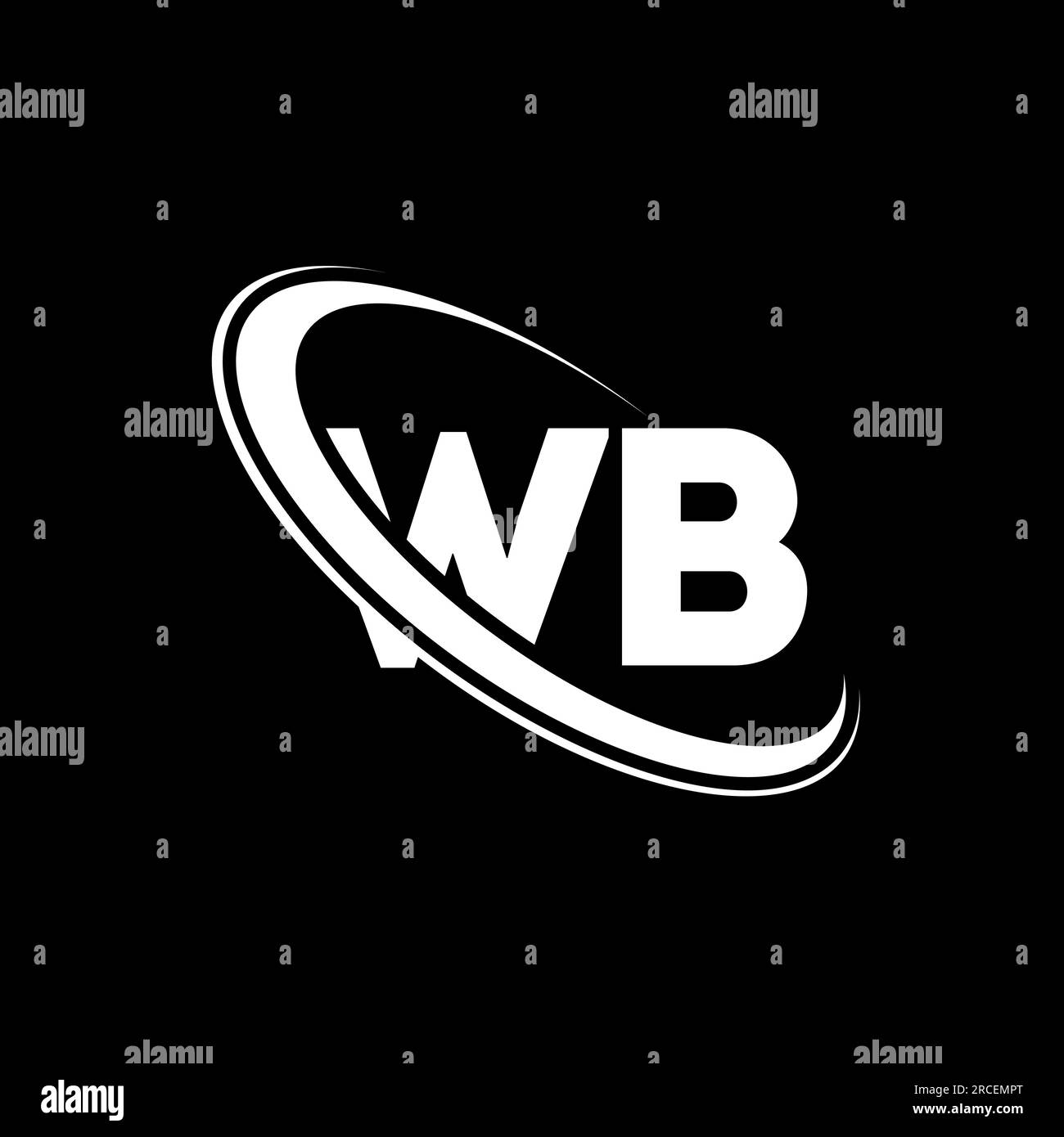 WB logo. W B design. White WB letter. WB/W B letter logo design. Initial letter WB linked circle ...