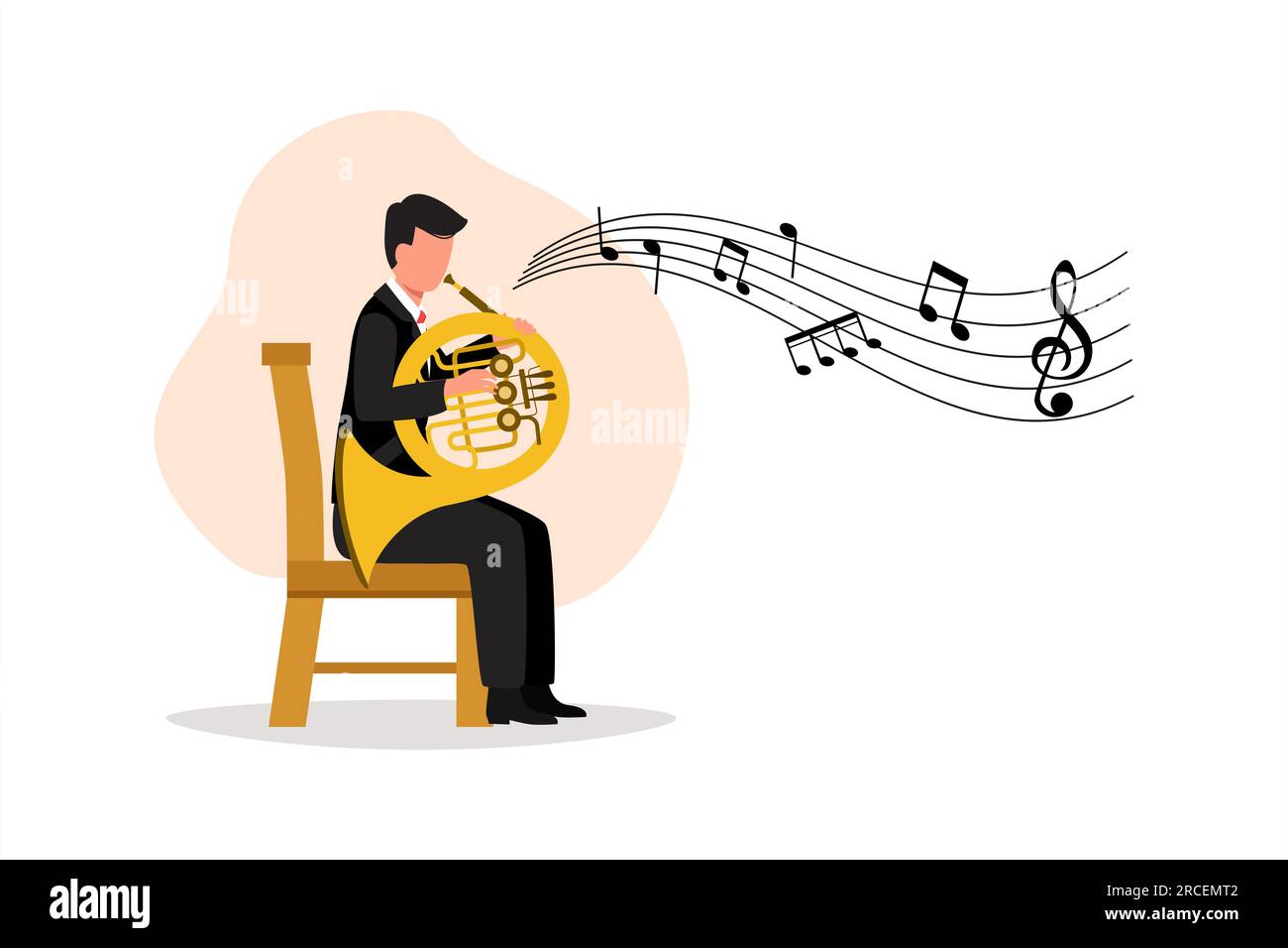 Business design drawing male musician in suit performing classic melody ...