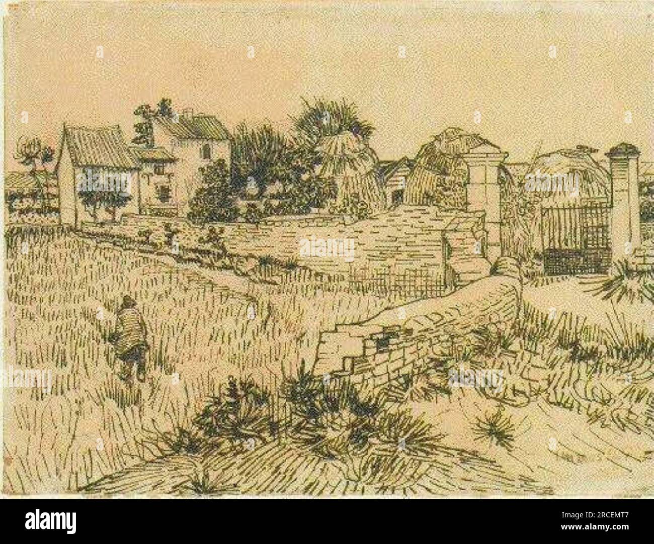 Entrance Gate to a Farm with Haystacks 1888; Arles, Bouches-du-Rhône ...