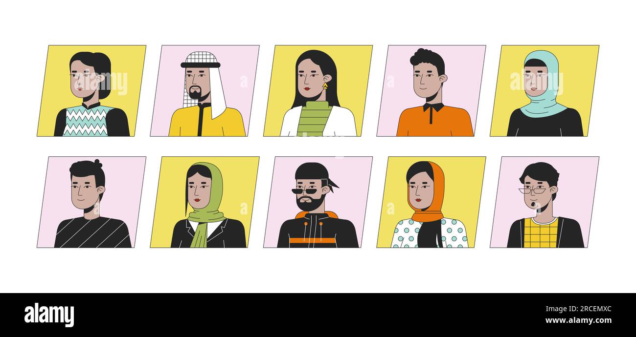 Attractive indian people flat color cartoon avatar icons bundle Stock ...