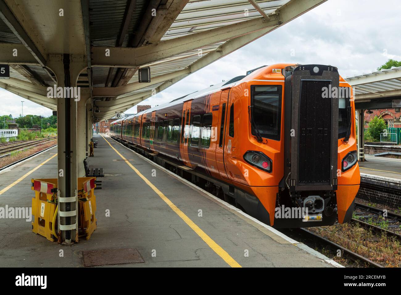 Class 196 train operated by West Midlands Railway (WMT) at Shrewsbury ...