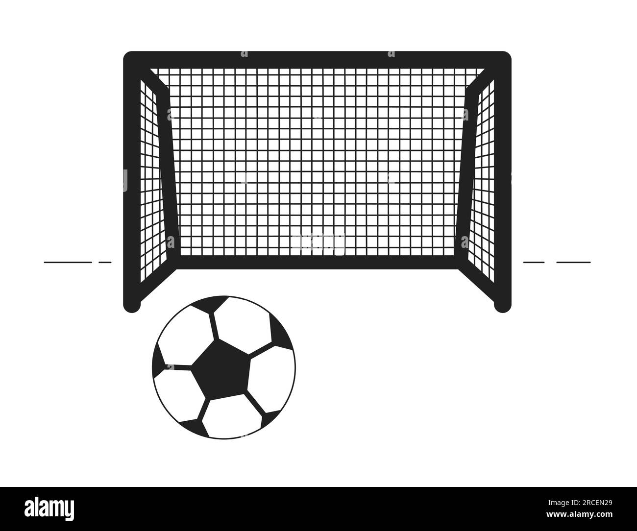 Football Field Flat Monochrome Isolated Vector Object Stock Vector