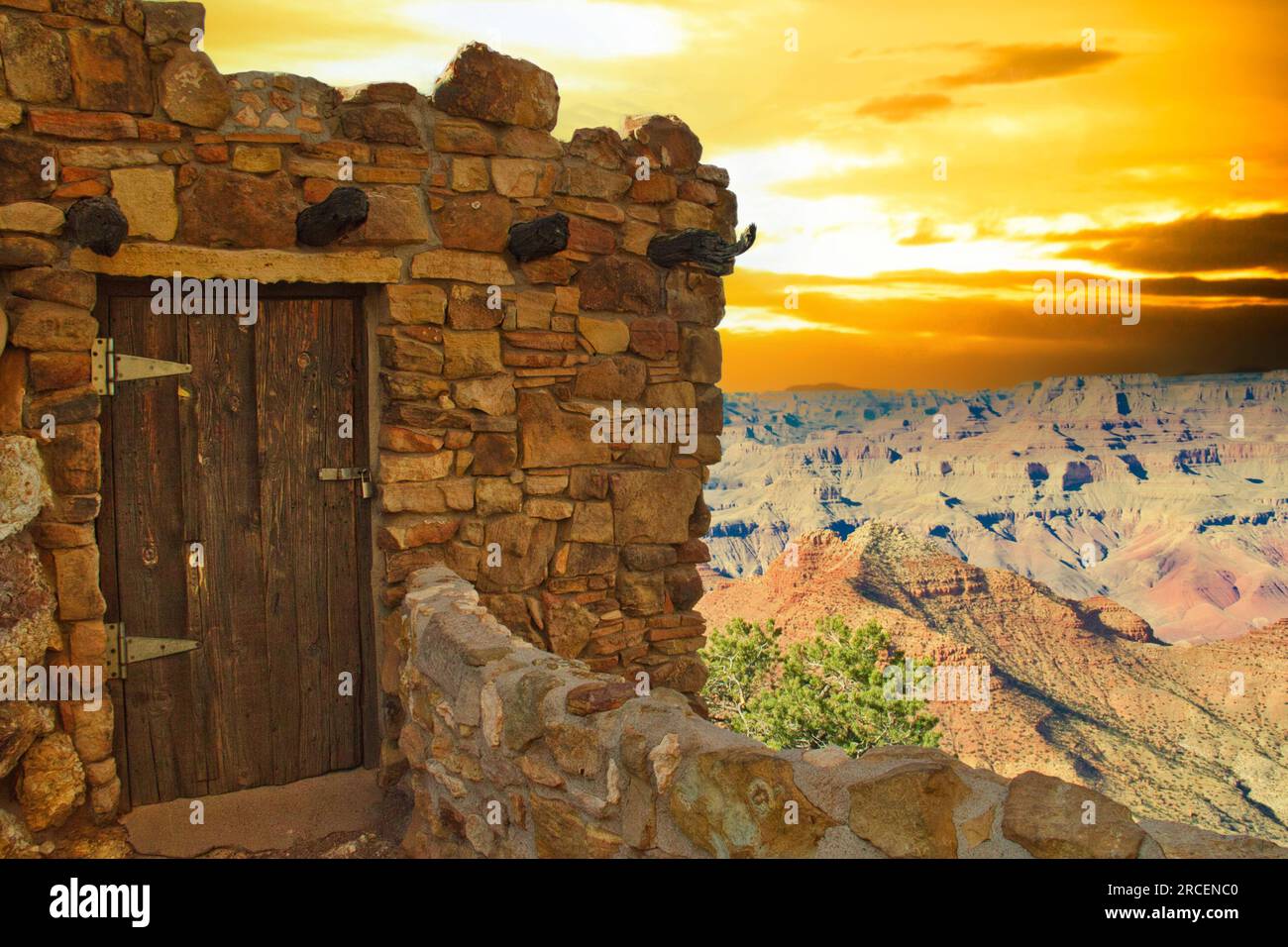 A historic southwest style building on the edge of the Grand Canyon ...