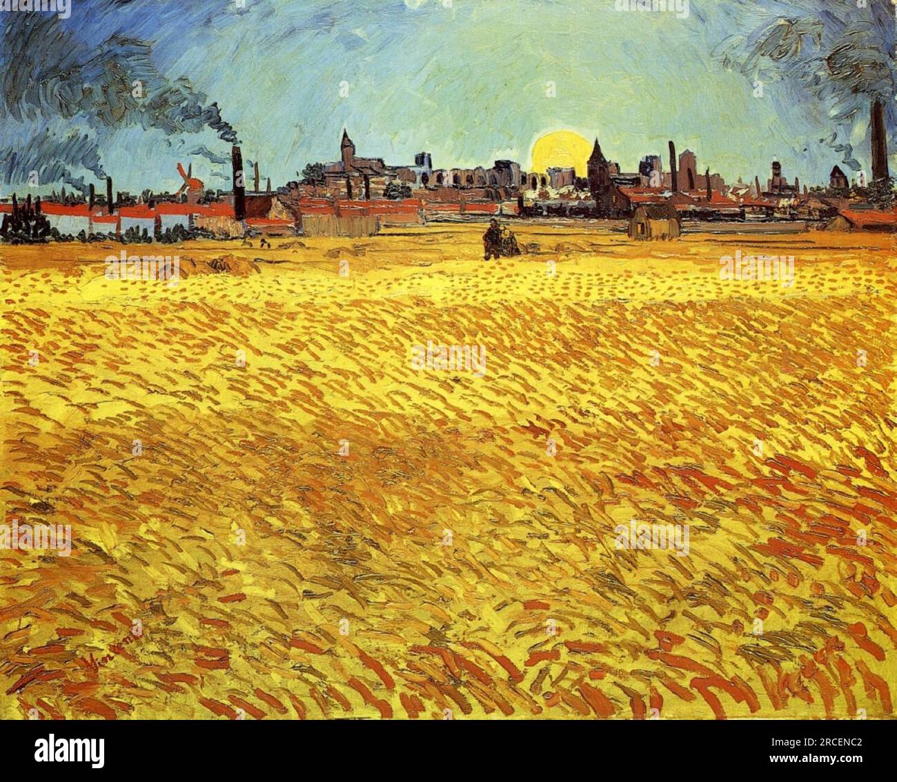 Summer Evening, Wheatfield with Setting sun 1888; Arles, Bouches-du ...