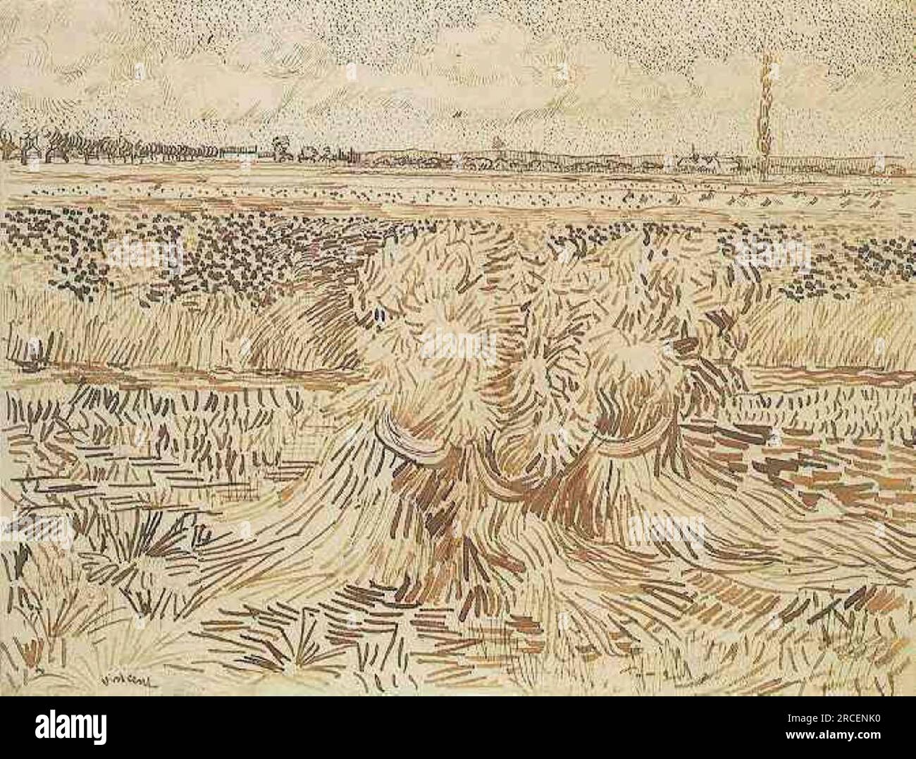 Wheat Field with Sheaves 1888; Arles, Bouches-du-Rhône, France by ...
