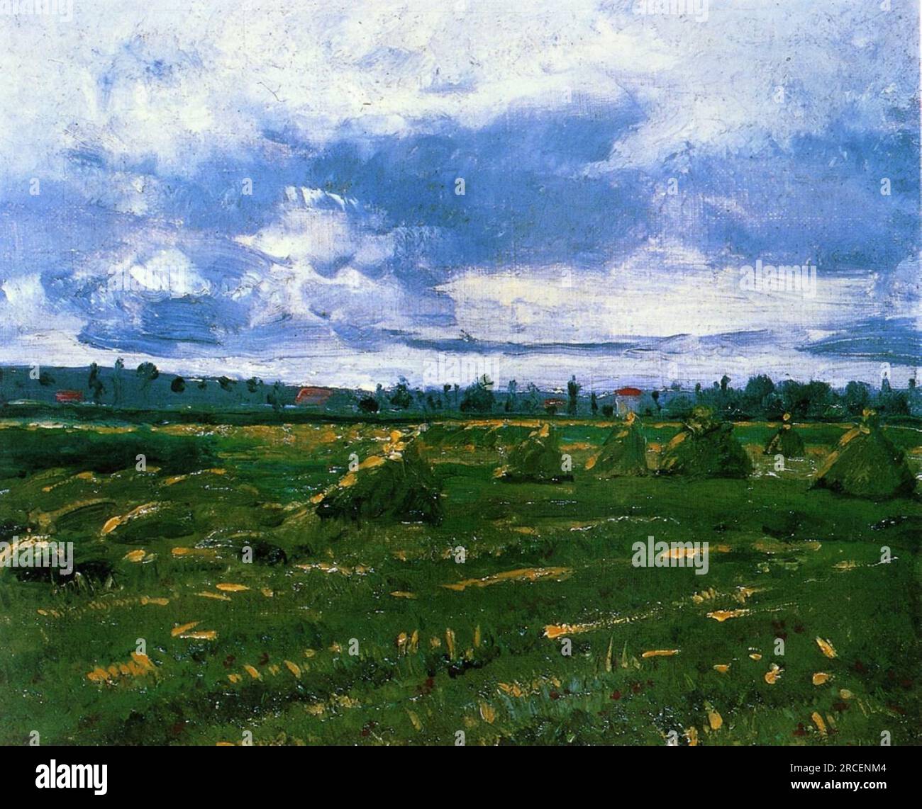 Wheat Fields with Stacks 1888; Arles, Bouches-du-Rhône, France by ...