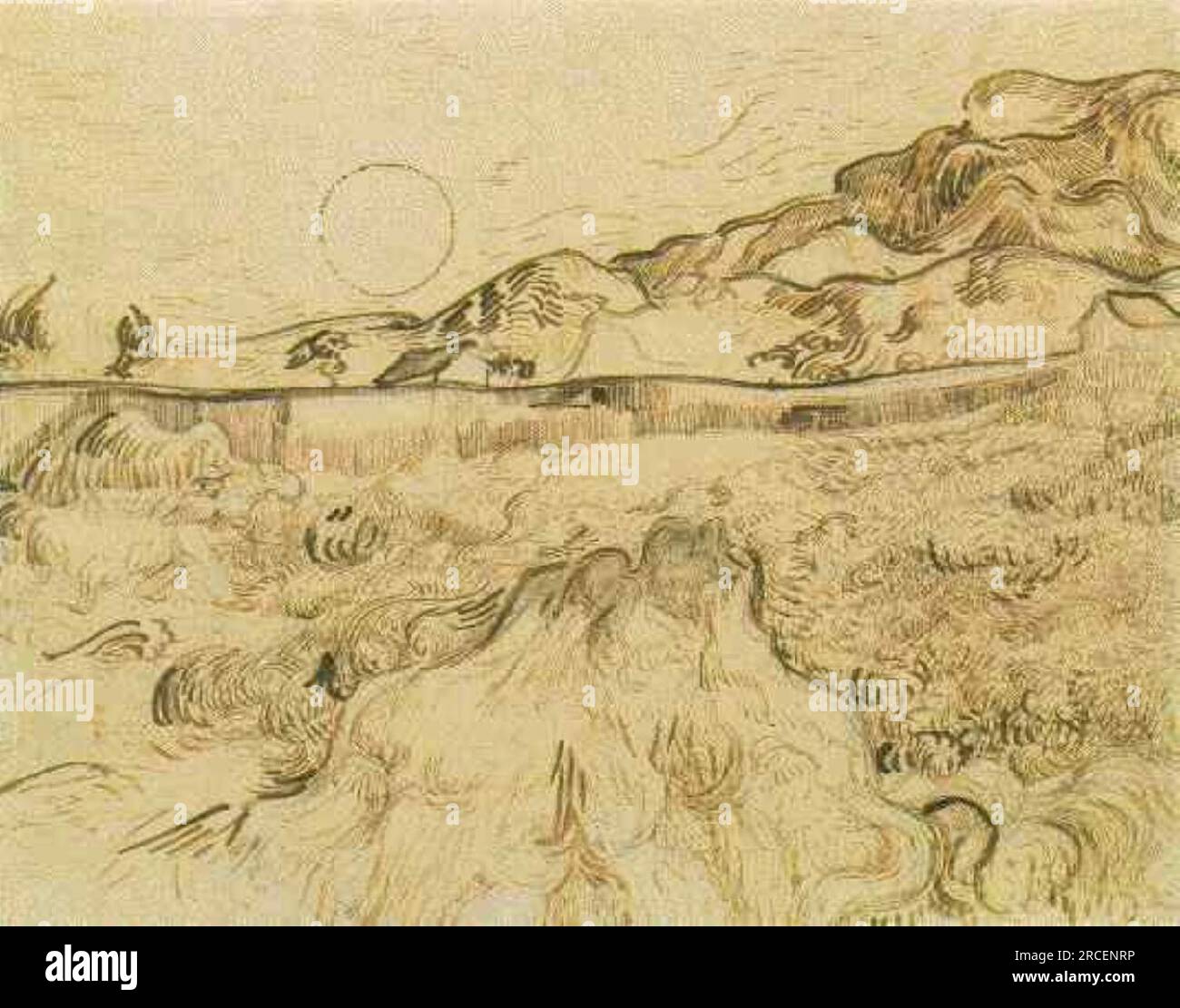 Enclosed Wheat Field with Reaper 1889; Saint-rémy-de-provence, France ...