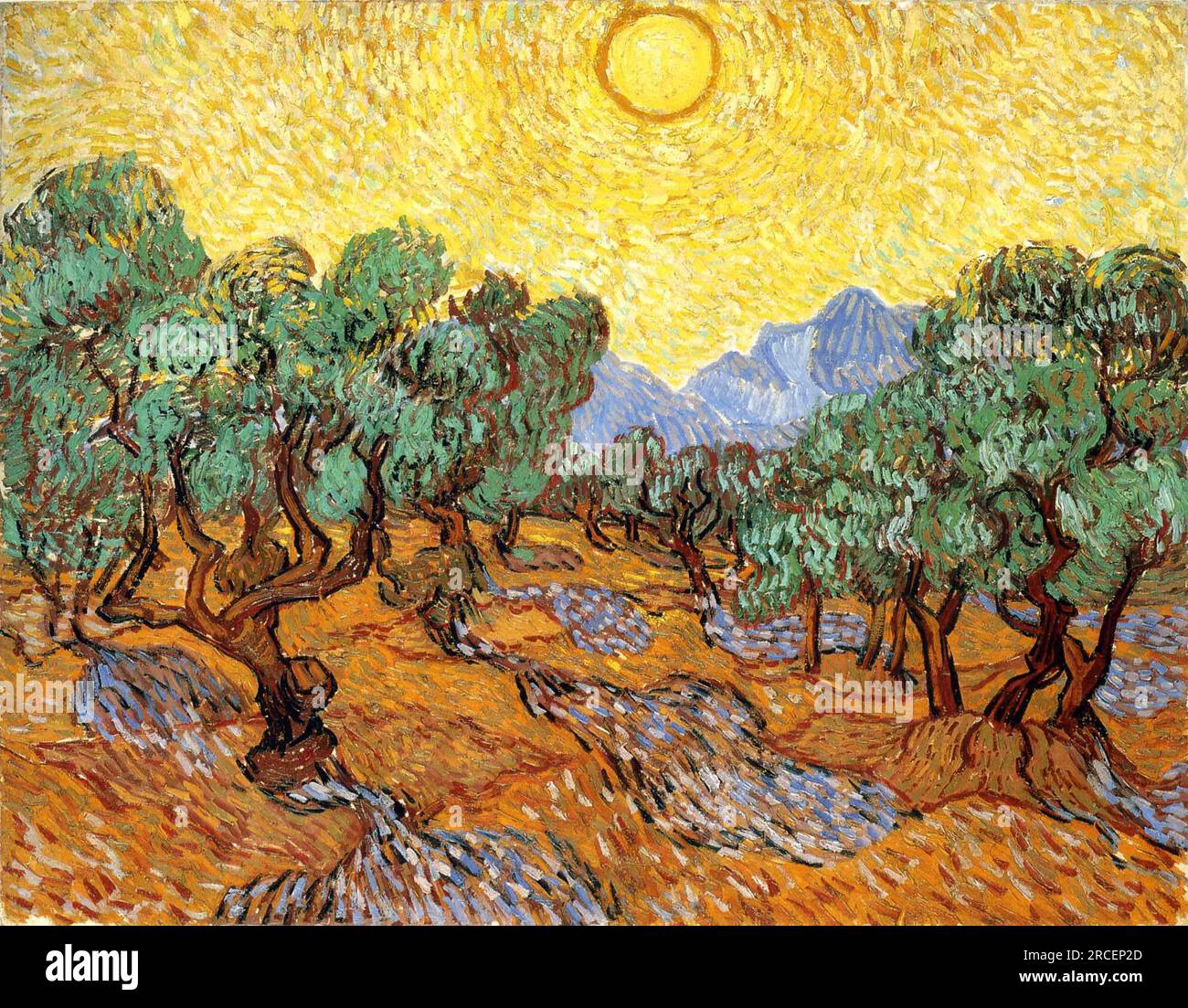 Olive Trees with Yellow Sky and Sun 1889; Saint-rémy-de-provence ...