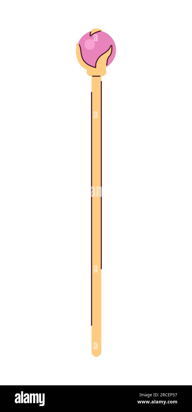 Wizard staff for magical tricks semi flat colour vector object Stock ...