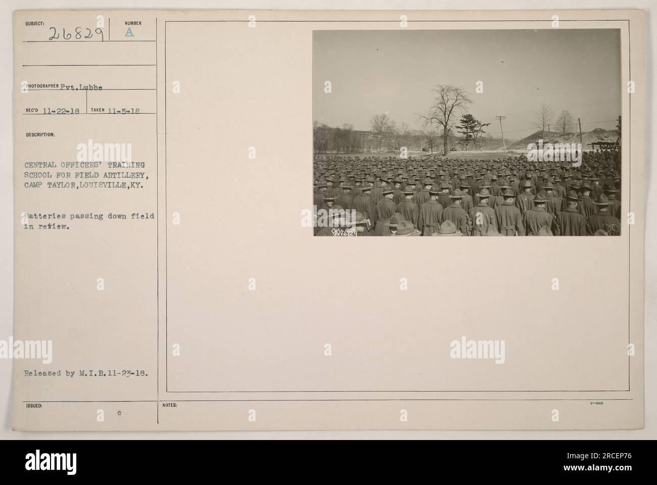 This image depicts a scene at Camp Taylor in Louisville, KY, where a central officers' training ...