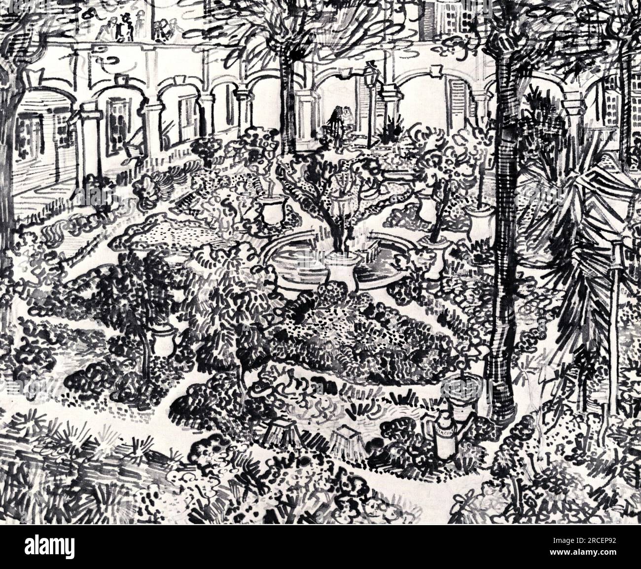 The Courtyard of the Hospital at Arles 1889; Arles, Bouches-du-Rhône, France by Vincent van Gogh ...