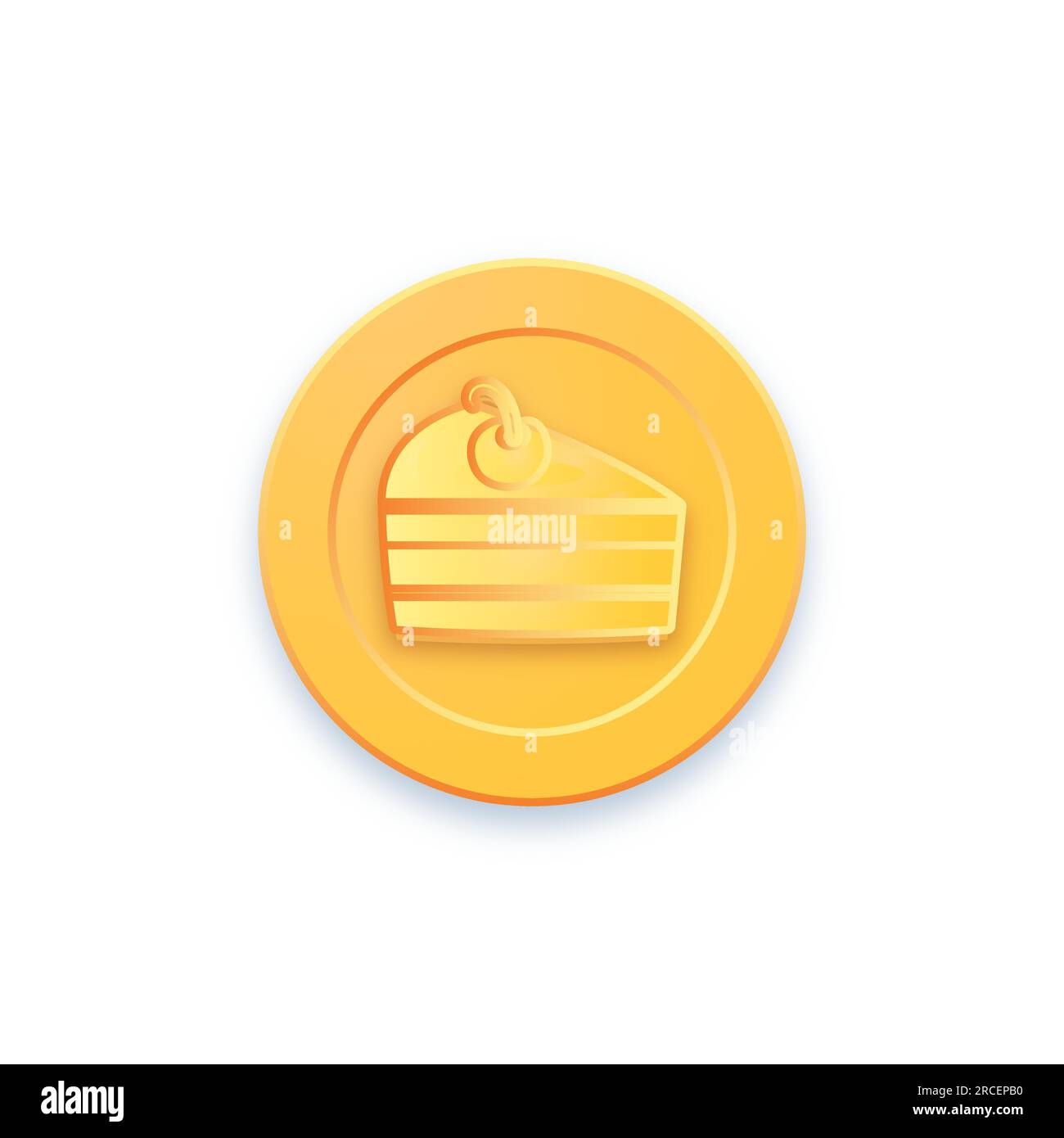 Golden game coin. Coin icon, gold medal. Coin with piece of cake ...