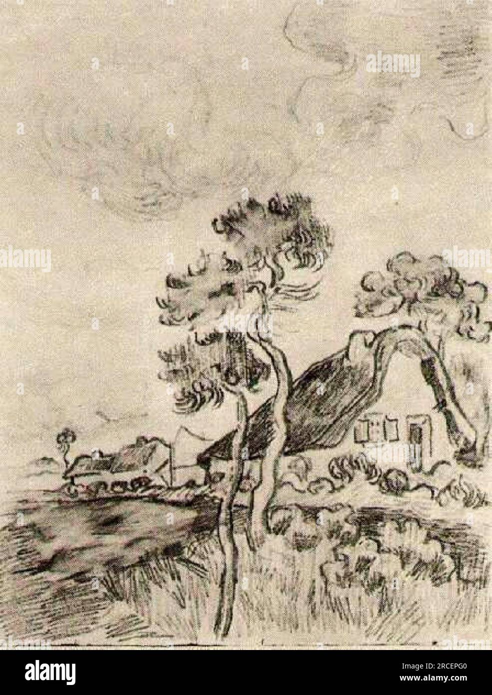 Cottages and Trees 1890; Saint-rémy-de-provence, France by Vincent van ...