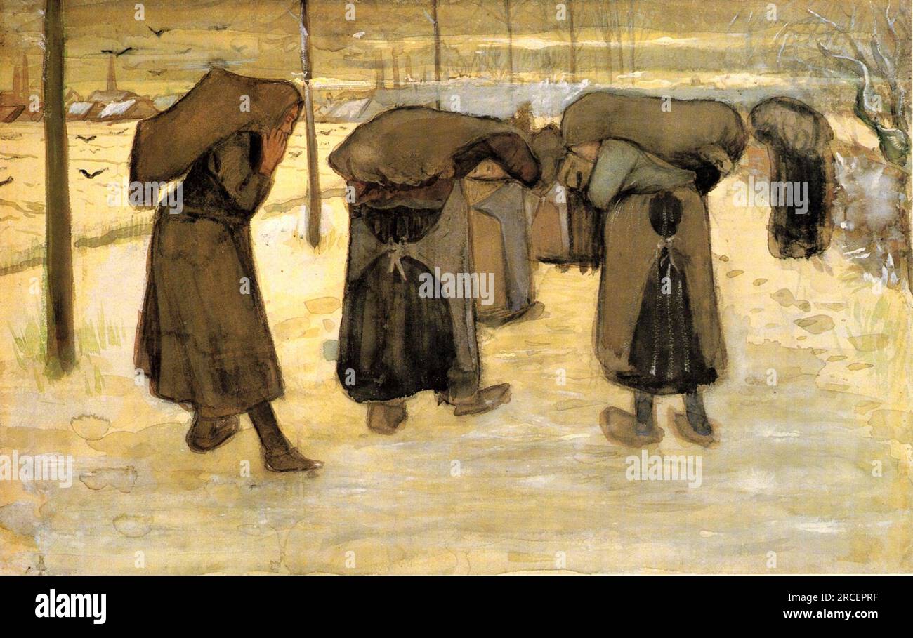 Miners' wives carrying sacks of coal 1882; Haag / Den Haag / La Haye ...