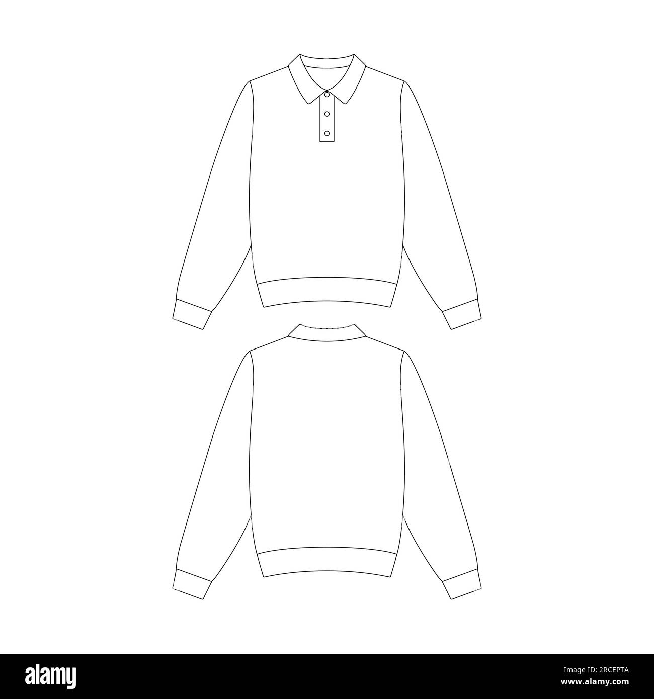 Template long sleeve knit polo vector illustration flat sketch design ...
